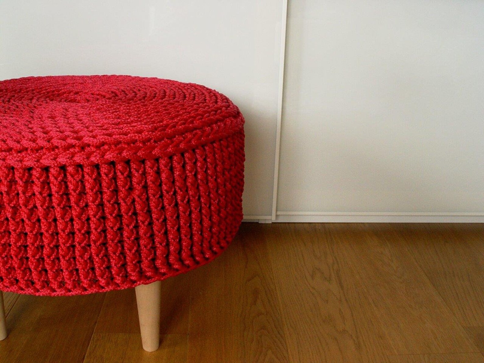 Crochet Pouf, Crochet Footstool, Round Pouf, Knitted Pouf, Knitted ...