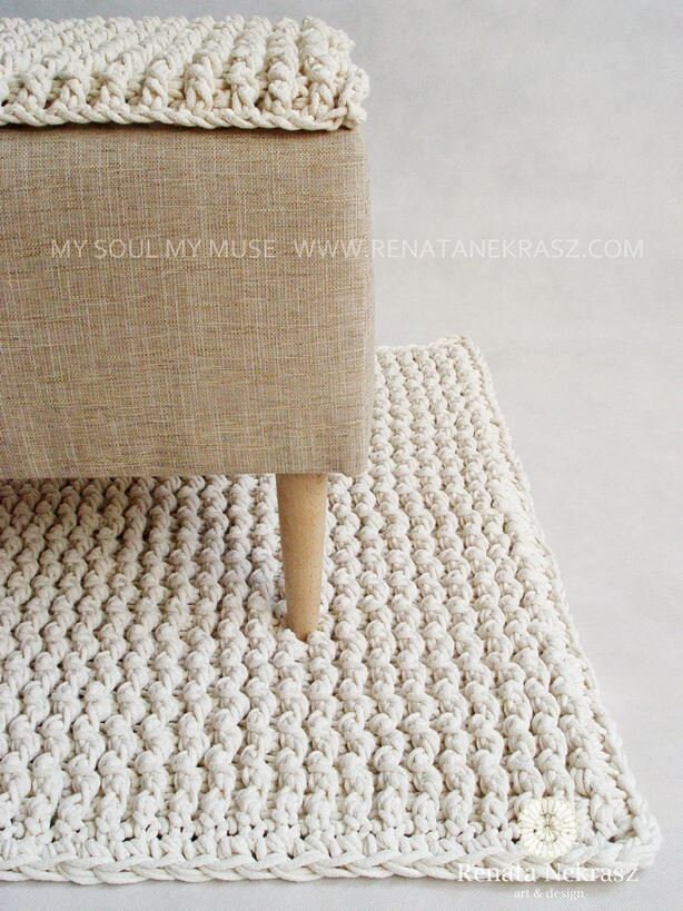 Ecri, Cotton Cord, Rectangular Rug, Crochet Rug, Crochet Carpet ...