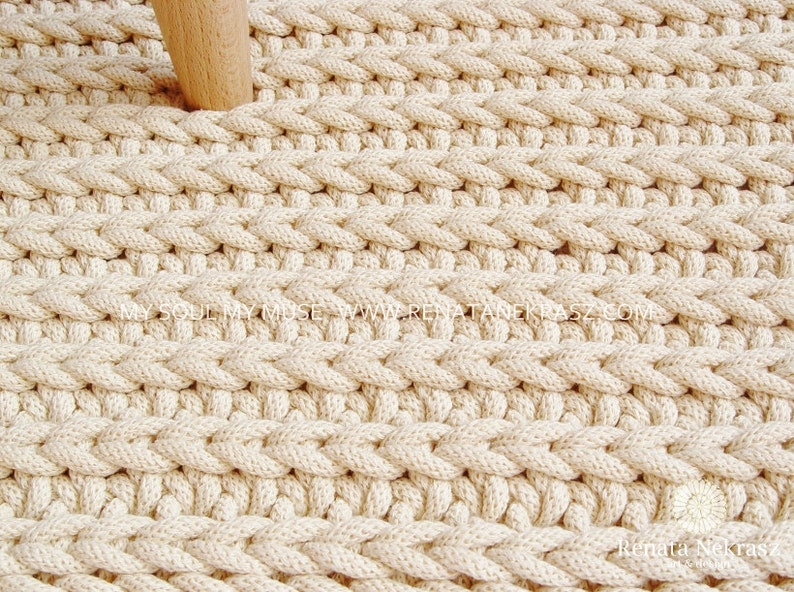 Ecri, Cotton Cord, Rectangular Rug, Crochet Rug, Crochet Carpet ...