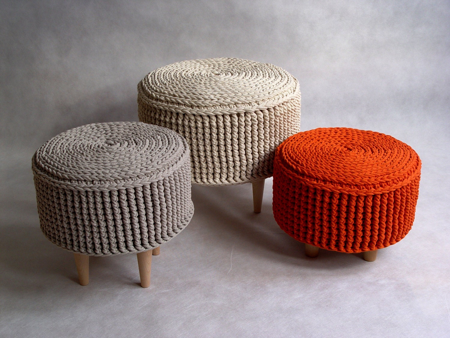 Crochet Pouf Crochet Footstool Round Pouf Knitted Pouf - Etsy