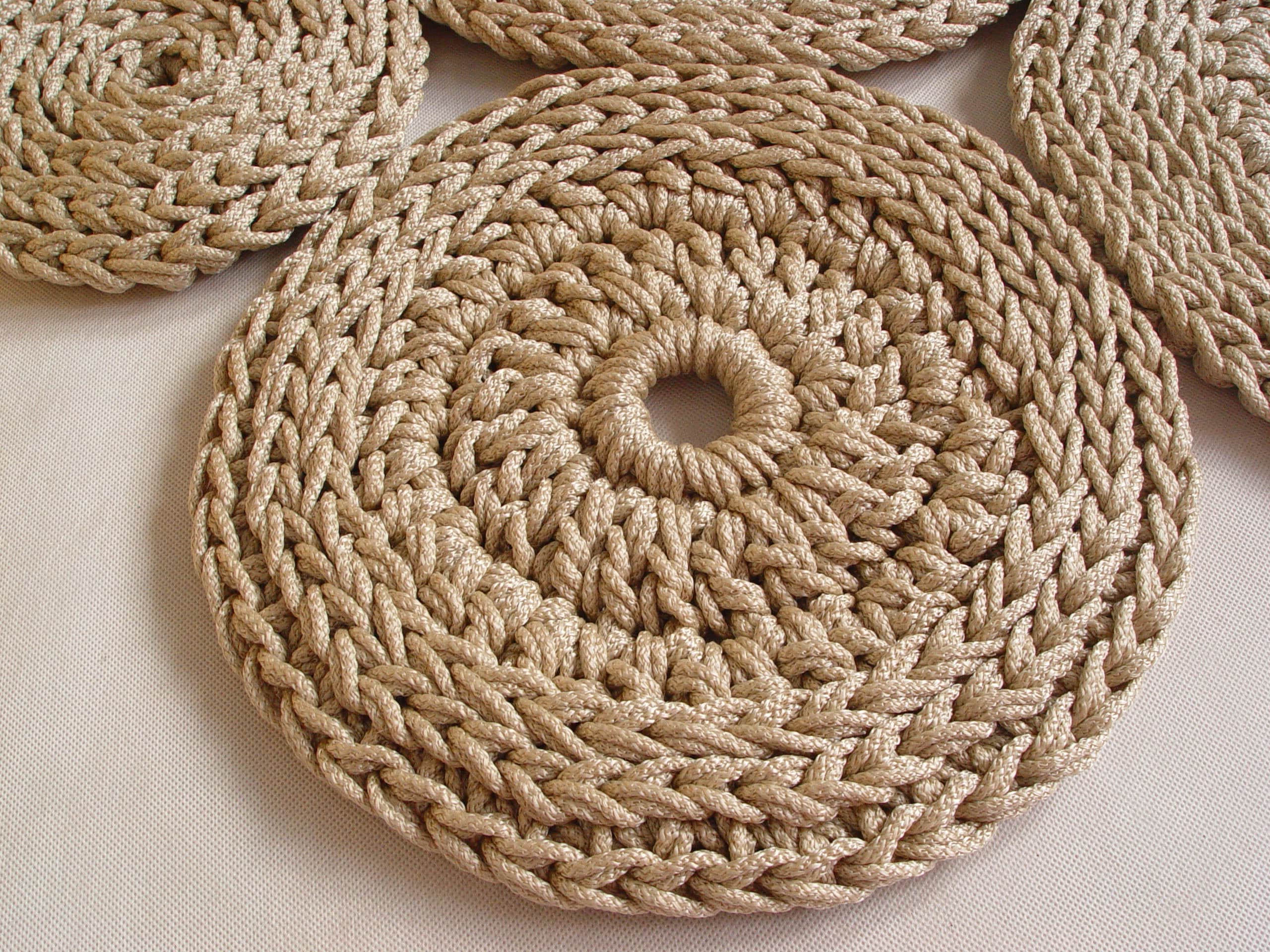 Beige, Cotton Cord, Round Rug, Crochet Rug, Crochet Carpet, Knitted ...