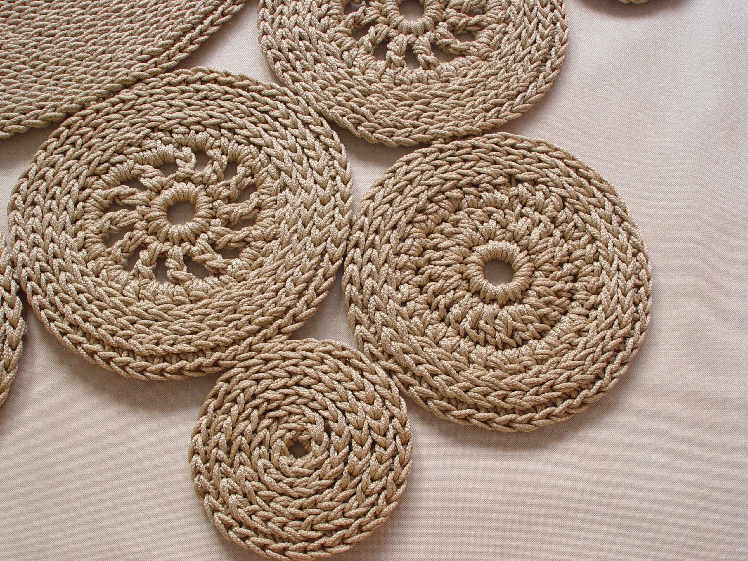 Beige, Cotton Cord, Round Rug, Crochet Rug, Crochet Carpet, Knitted ...