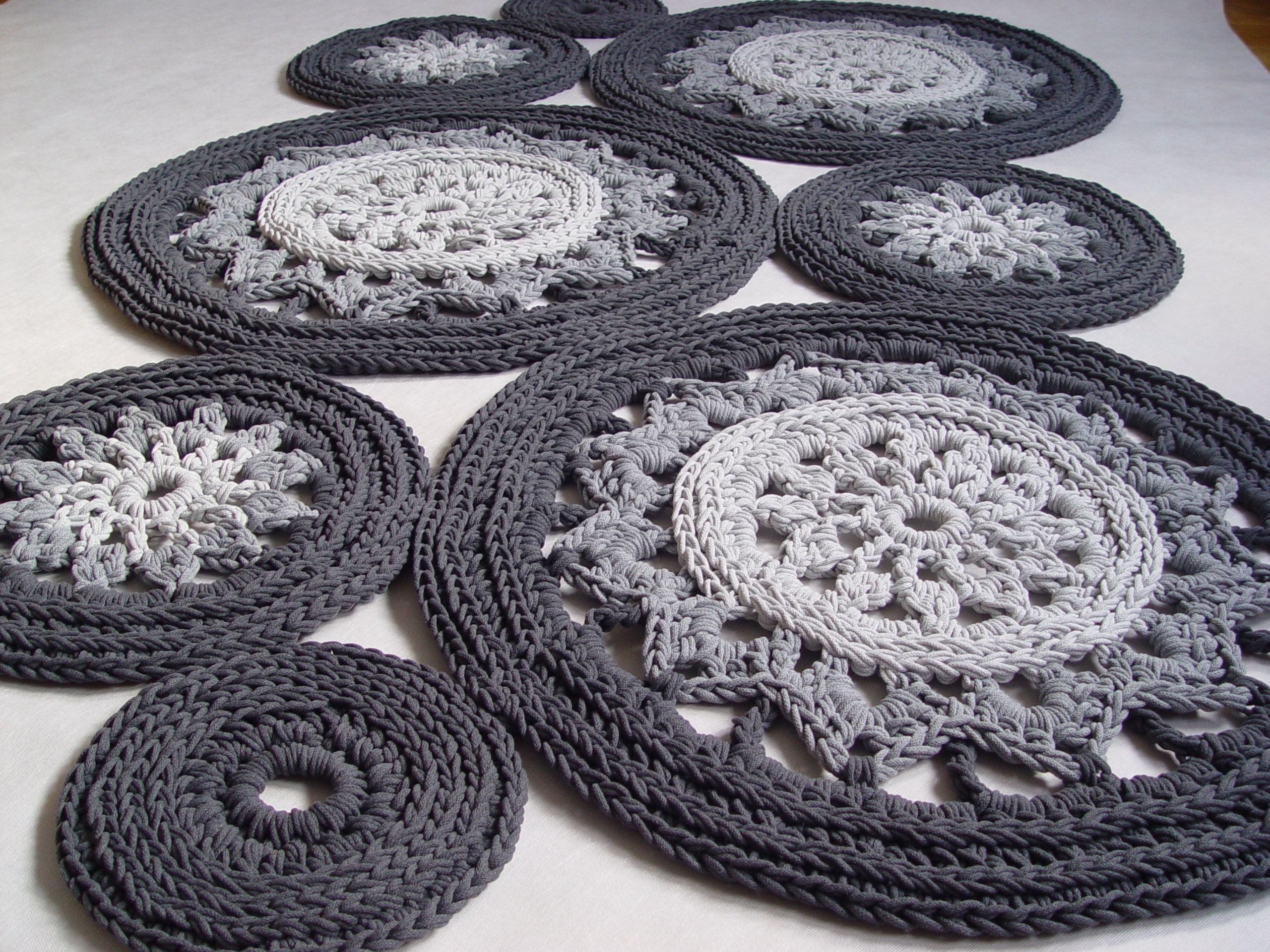 Gray Cotton Cord Round Rug Crochet Rug Crochet Carpet - Etsy