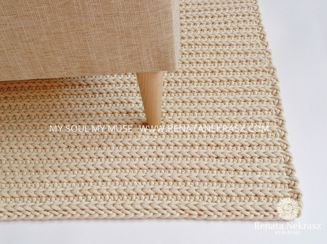 Ecri, Cotton Cord, Rectangular Rug, Crochet Rug, Crochet Carpet ...