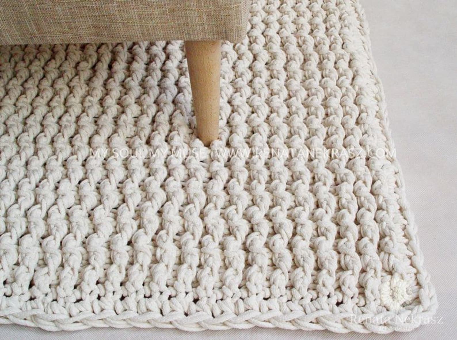Ecri, Cotton Cord, Rectangular Rug, Crochet Rug, Crochet Carpet ...