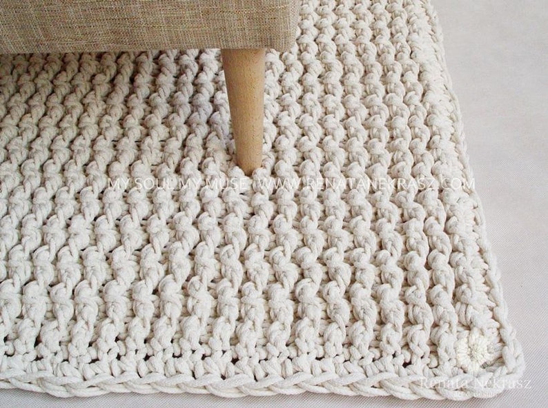 Ecri, Cotton Cord, Rectangular Rug, Crochet Rug, Crochet Carpet ...