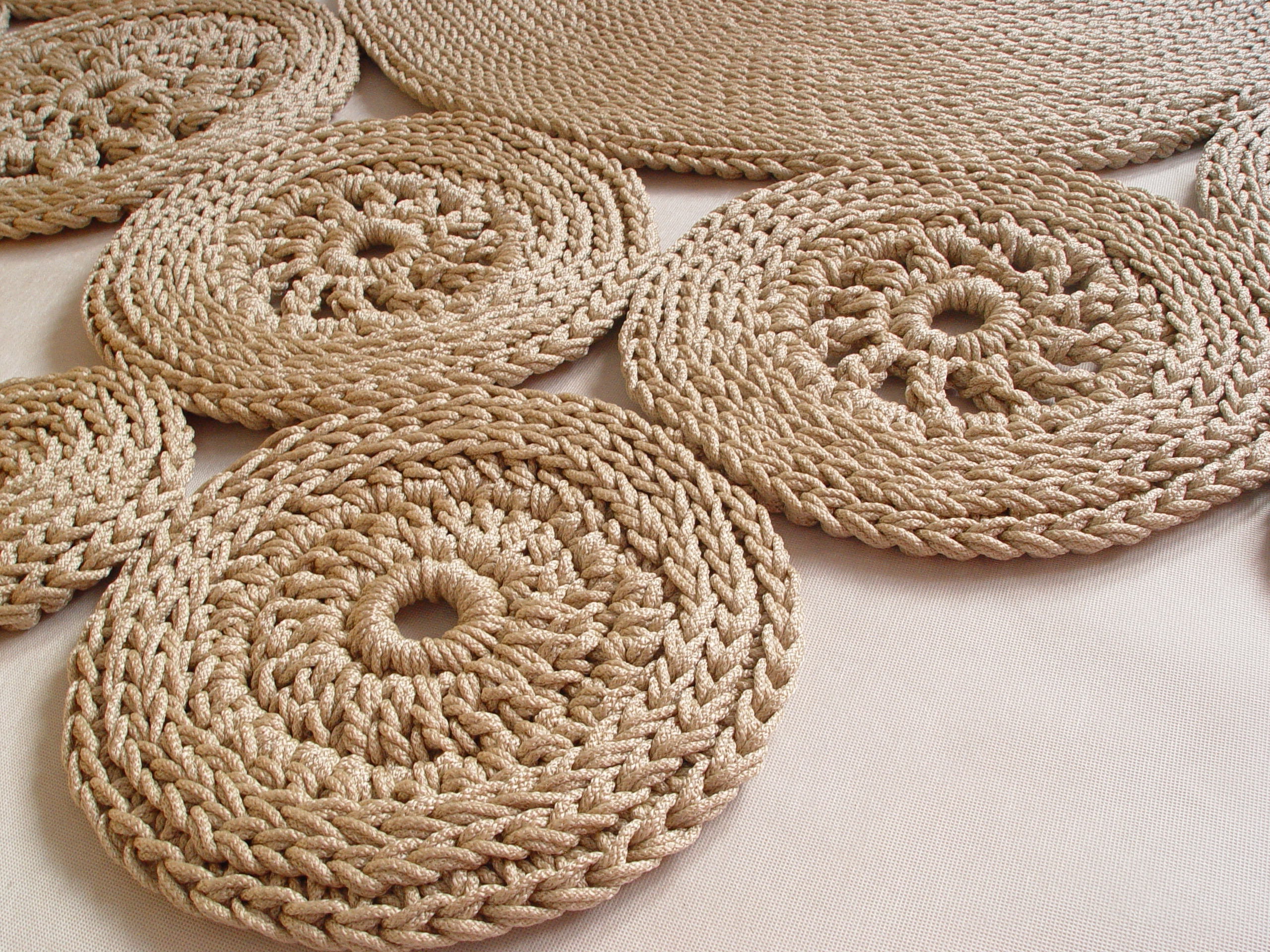 Beige, Cotton Cord, Round Rug, Crochet Rug, Crochet Carpet, Knitted ...