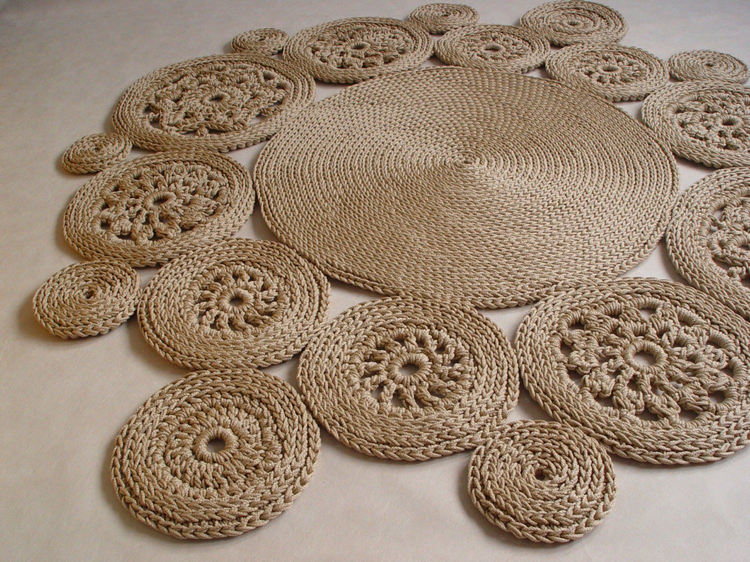 Beige Cotton Cord Round Rug Crochet Rug Crochet Carpet - Etsy