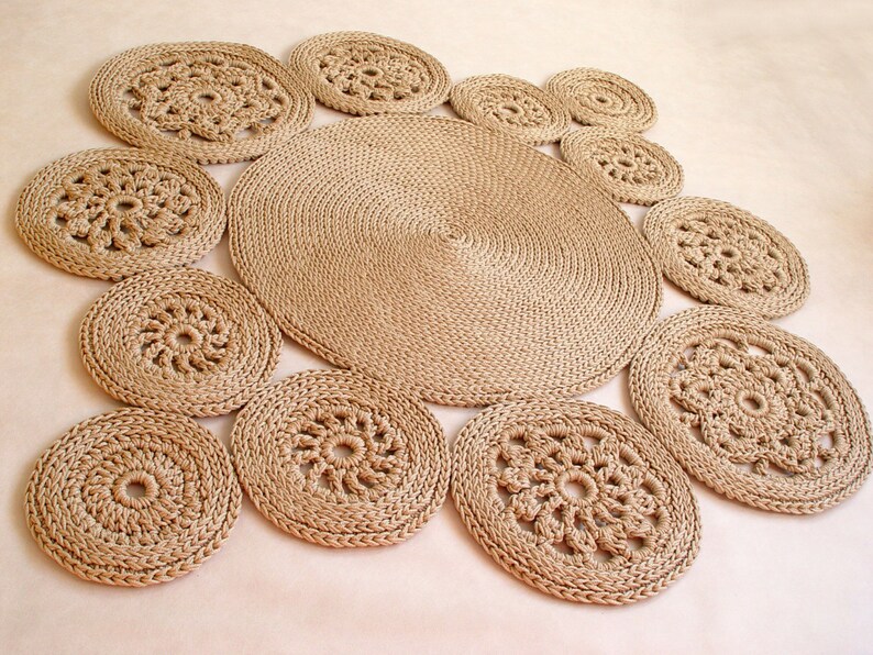 Beige Cotton Cord Round Rug Crochet Rug Crochet Carpet - Etsy