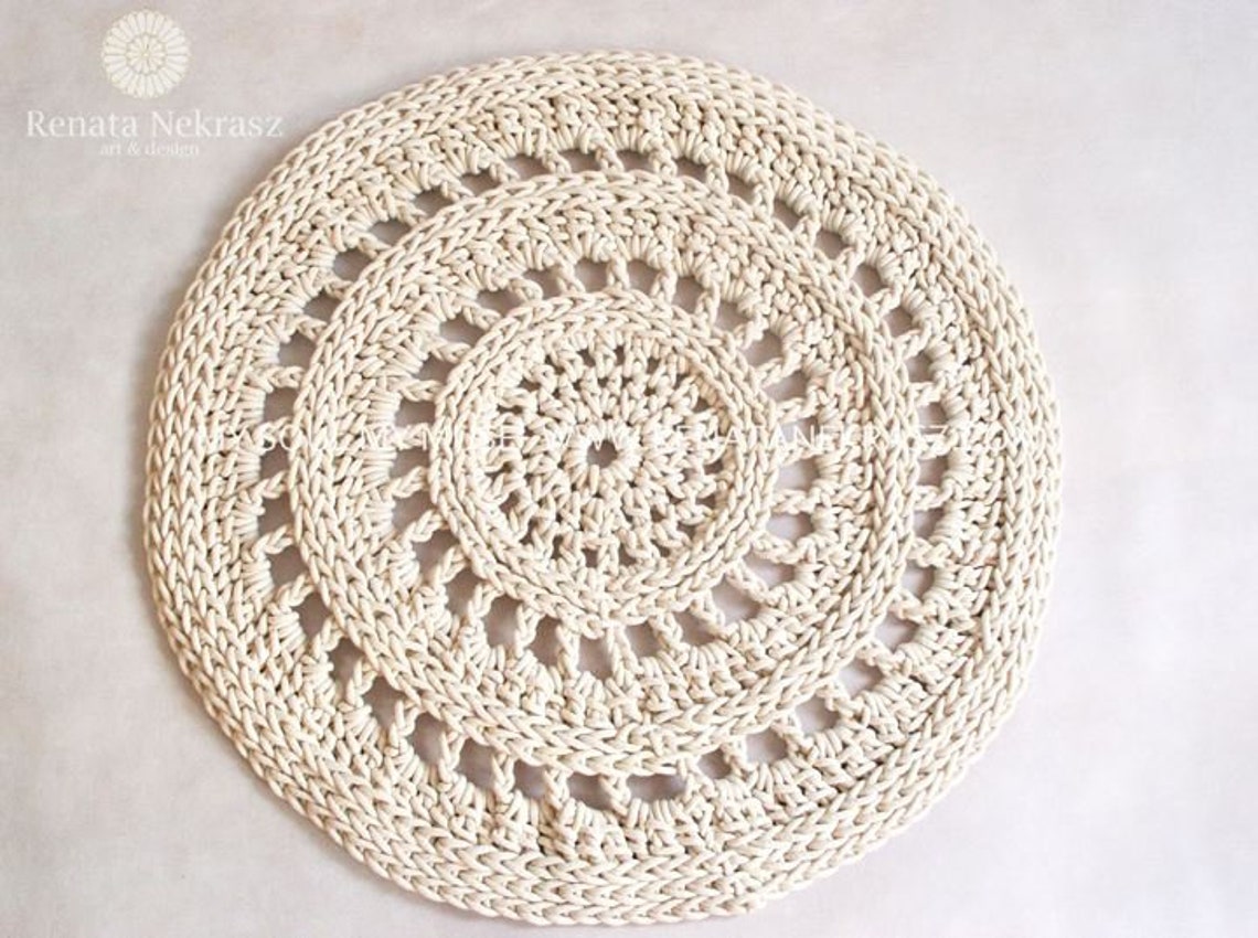 Ecru Cotton Rope Round Rug Crochet Rug Crochet Carpet - Etsy