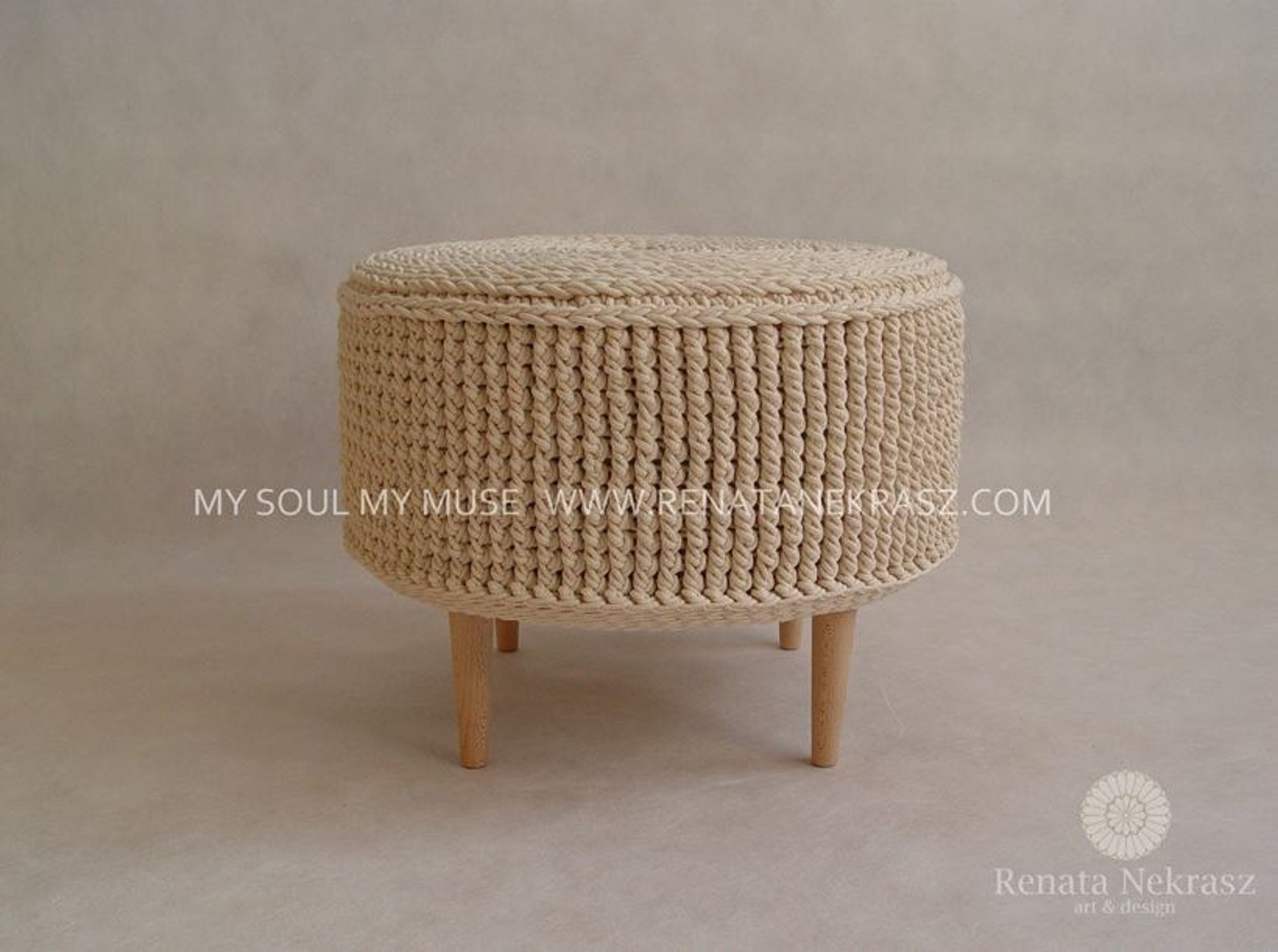 Crochet Pouf Crochet Footstool Round Pouf Knitted Pouf - Etsy