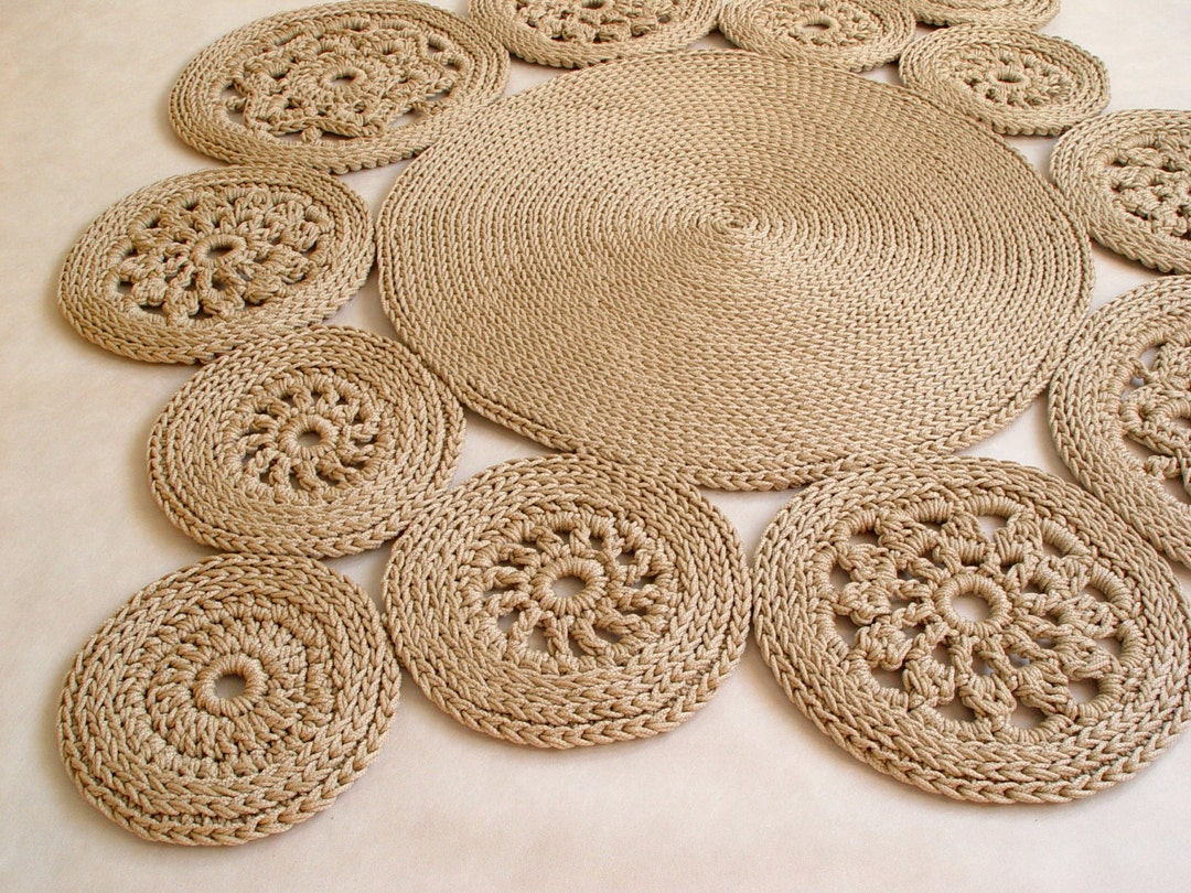 Beige Cotton Cord Round Rug Crochet Rug Crochet Carpet - Etsy
