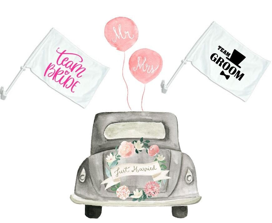 Personalized Car Flags for Bride, Groom, and Wedding Party - Etsy