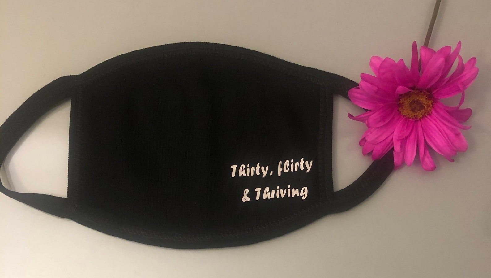 Thirty, Flirty and Thriving Face Mask, Black Face Mask, Birthday Gifts ...