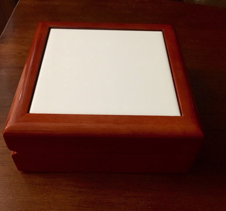 Wooden Box for Jewerly With Personalized Ceramic Tile - Etsy