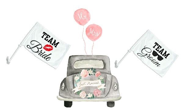 Personalized Car Flags for Bride, Groom, and Wedding Party - Etsy