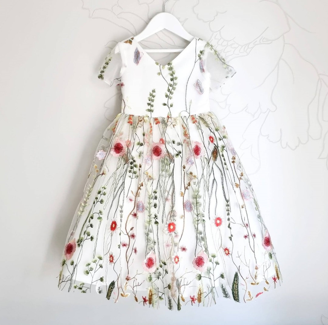 Floral Flower Girl Dress for Romantic Garden Wedding, Colourful ...