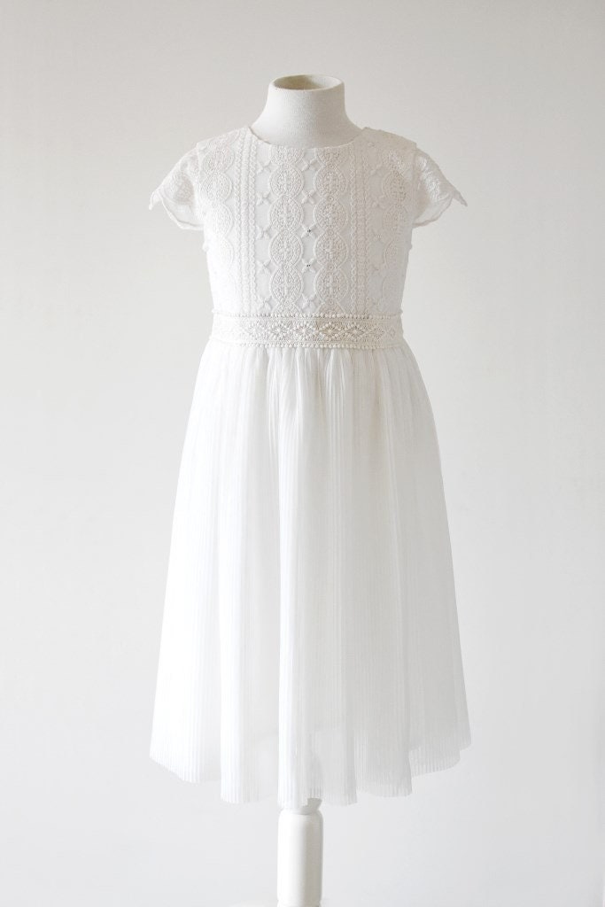 LYDIA Classic Medium Length Church Dress With Embroidered Top - Etsy ...