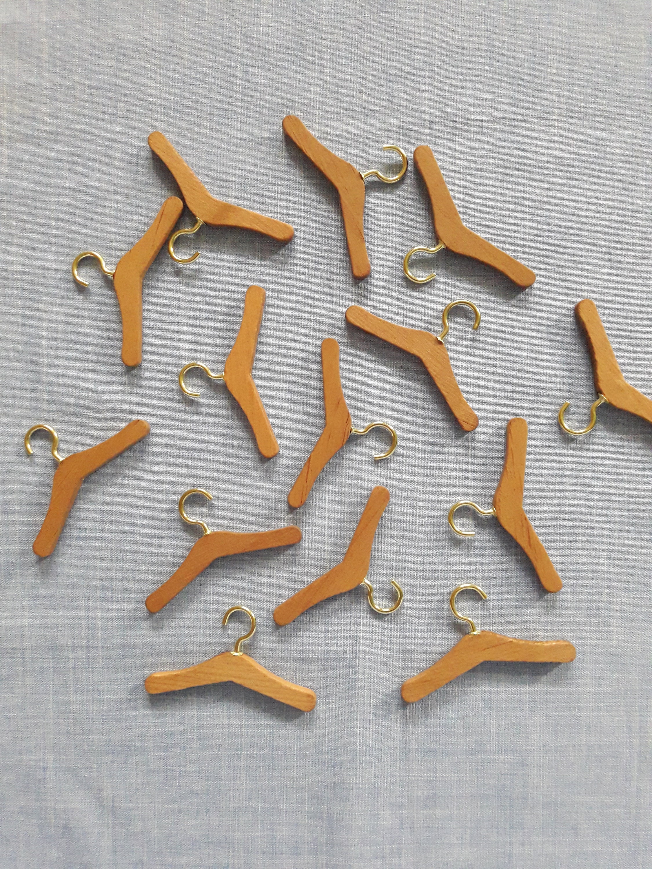 Set of Hangers Handmade Wood Miniature for 12 Inch Doll | Etsy
