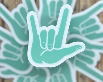 Small I Love You Sign Language Hand Sticker Multicolor Car Decal Laptop ...