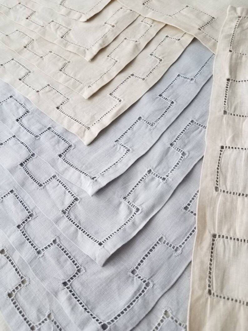 Set 9 VTG Square Hand Made and Embroidered Cutwork Tablecloth | Etsy