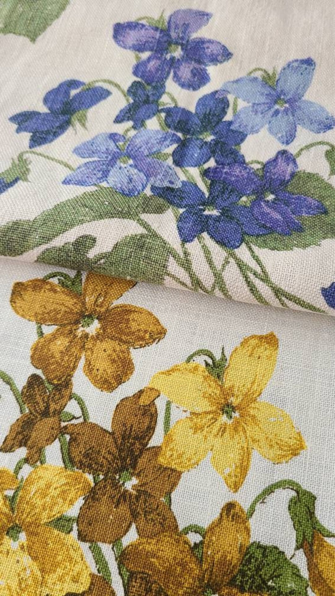 GORGEOUS Vintage Signed Luther Travis Floral Linen Kitchen Tea Towels ...