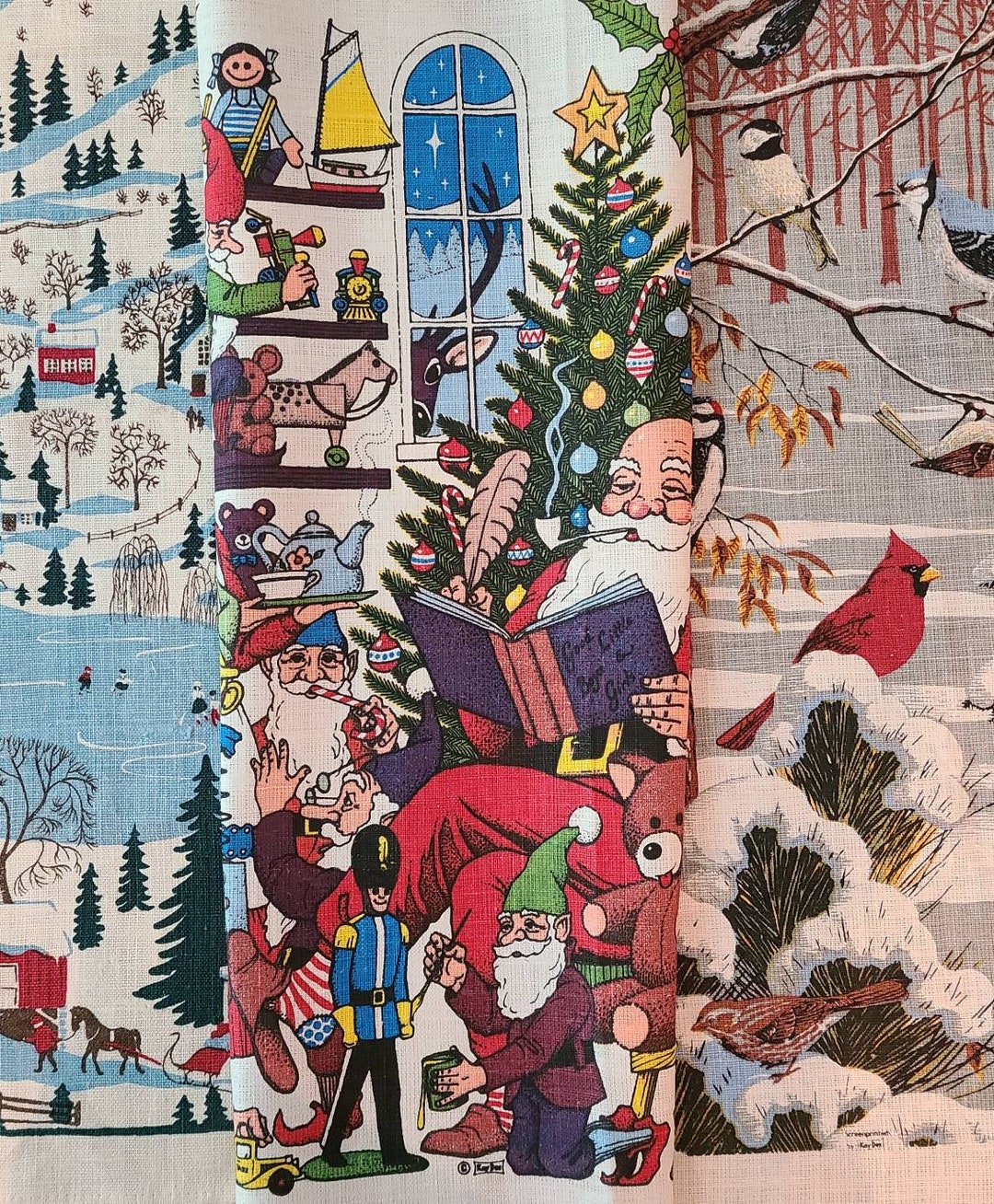 New Vintage Kay Dee Hand Prints Pure Linen Kitchen Tea Towel, Winter ...