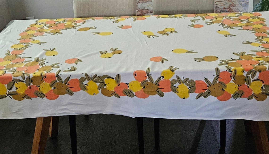 Summer Fruit, Vintage Signed Vera Neumann Linen Cotton 49" X 67 ...