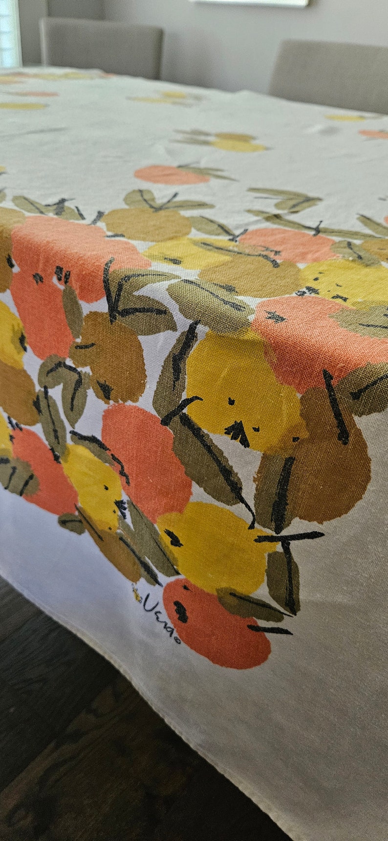 Summer Fruit, Vintage Signed Vera Neumann Linen Cotton 49" X 67 ...