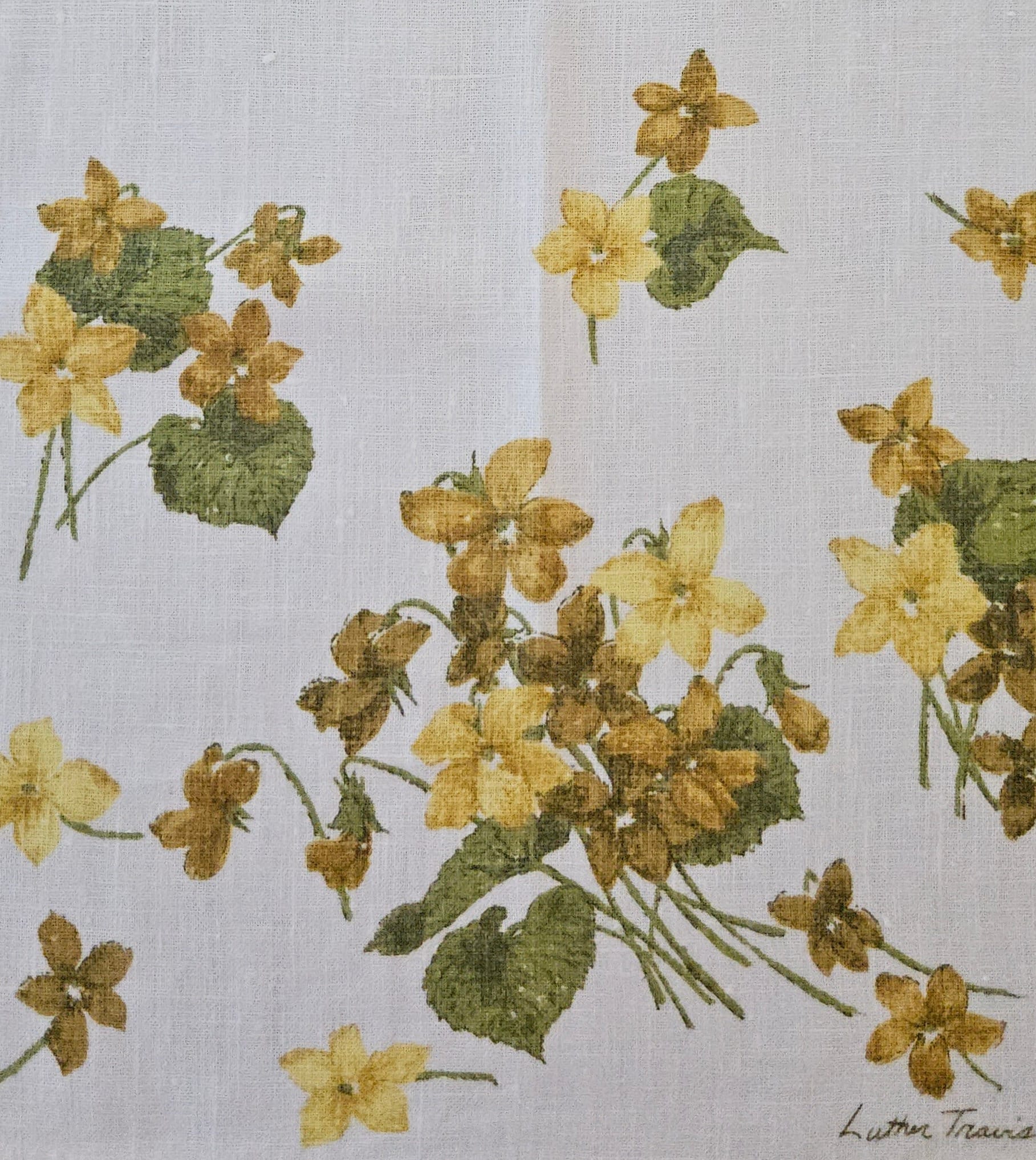 GORGEOUS Vintage Signed Luther Travis Floral Linen Kitchen Tea Towels ...
