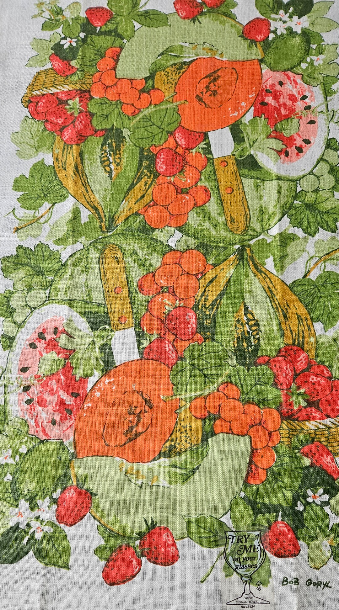 SIMPLY MELONS. NWT Vintage Retro Signed Bob Goryl Handprinted Linen ...
