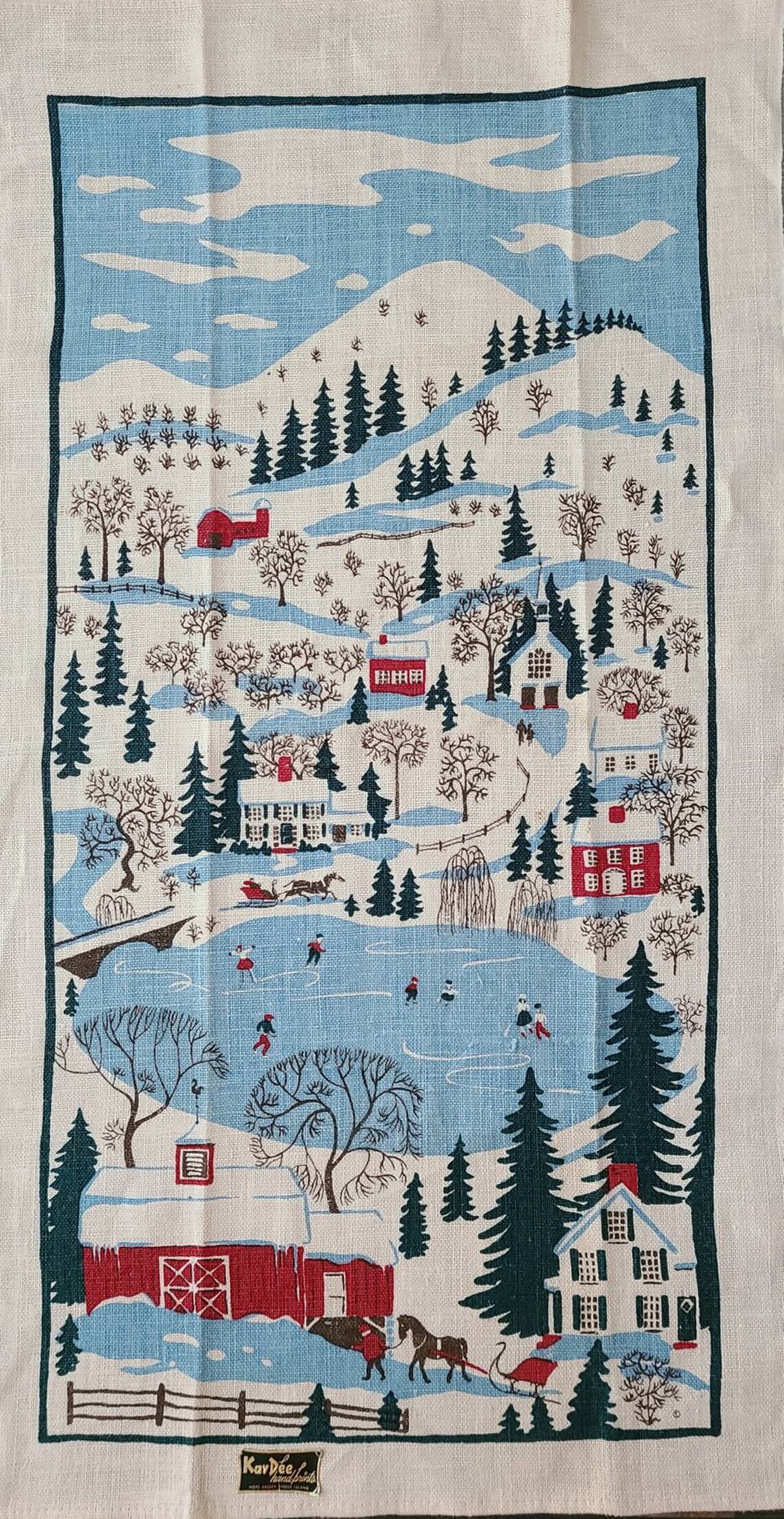 New Vintage Kay Dee Hand Prints Pure Linen Kitchen Tea Towel - Etsy UK