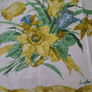 NEW VTG Signed Luther Travis 100% Belgian Linen Kitchen Tea Towel With ...