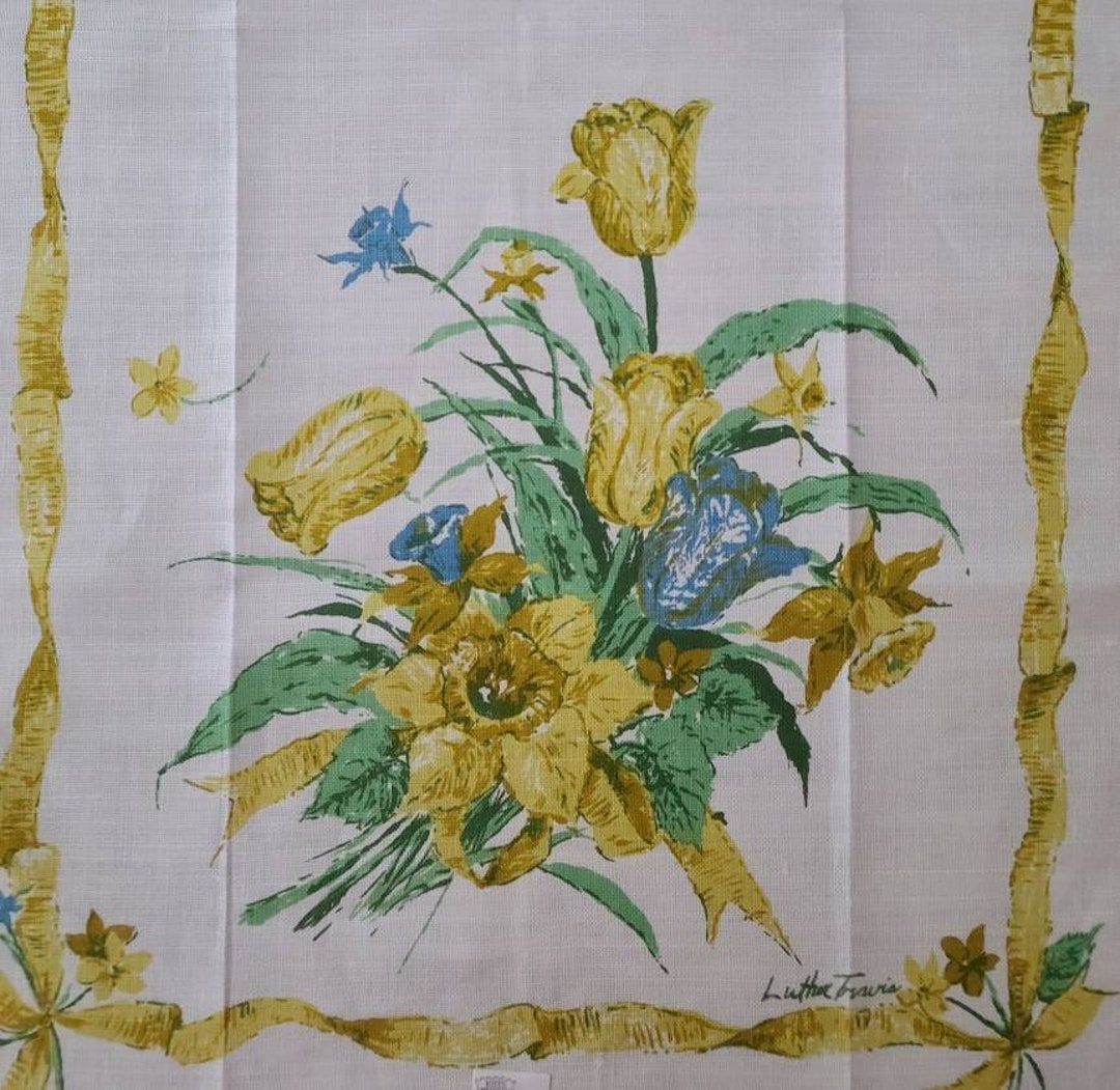 NEW VTG Signed Luther Travis 100% Belgian Linen Kitchen Tea Towel With ...