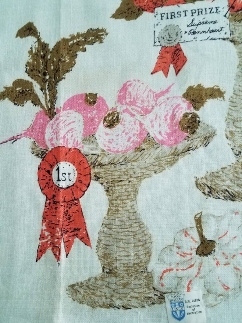 NEW VTG Signed Luther Travis Belgian Linen Kitchen Tea Towels, Heirloom ...