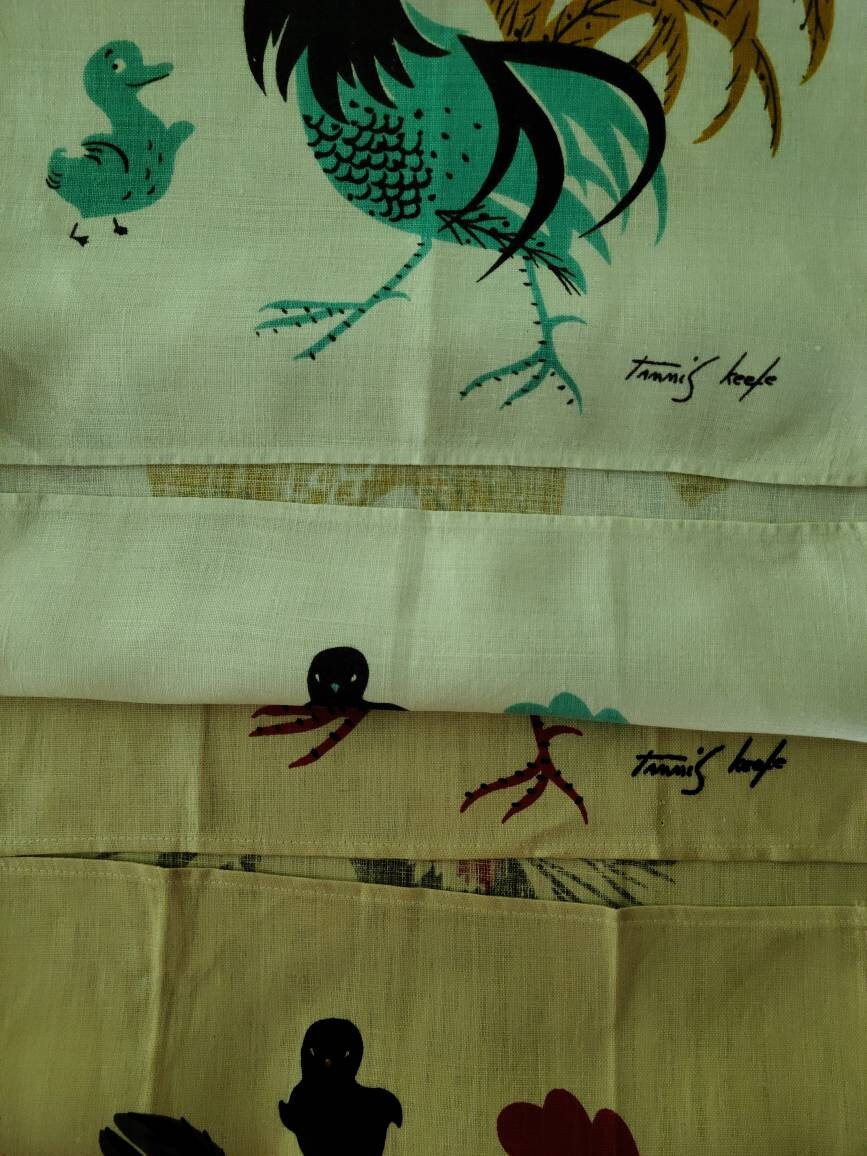 Tammis Keefe: Rooster and Family Vintage Signed All Linen - Etsy