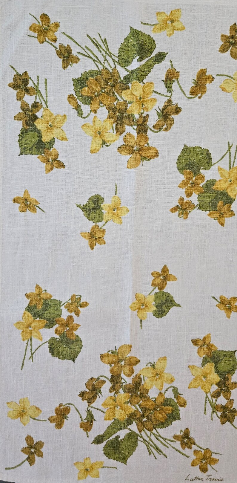 GORGEOUS Vintage Signed Luther Travis Floral Linen Kitchen Tea Towels ...
