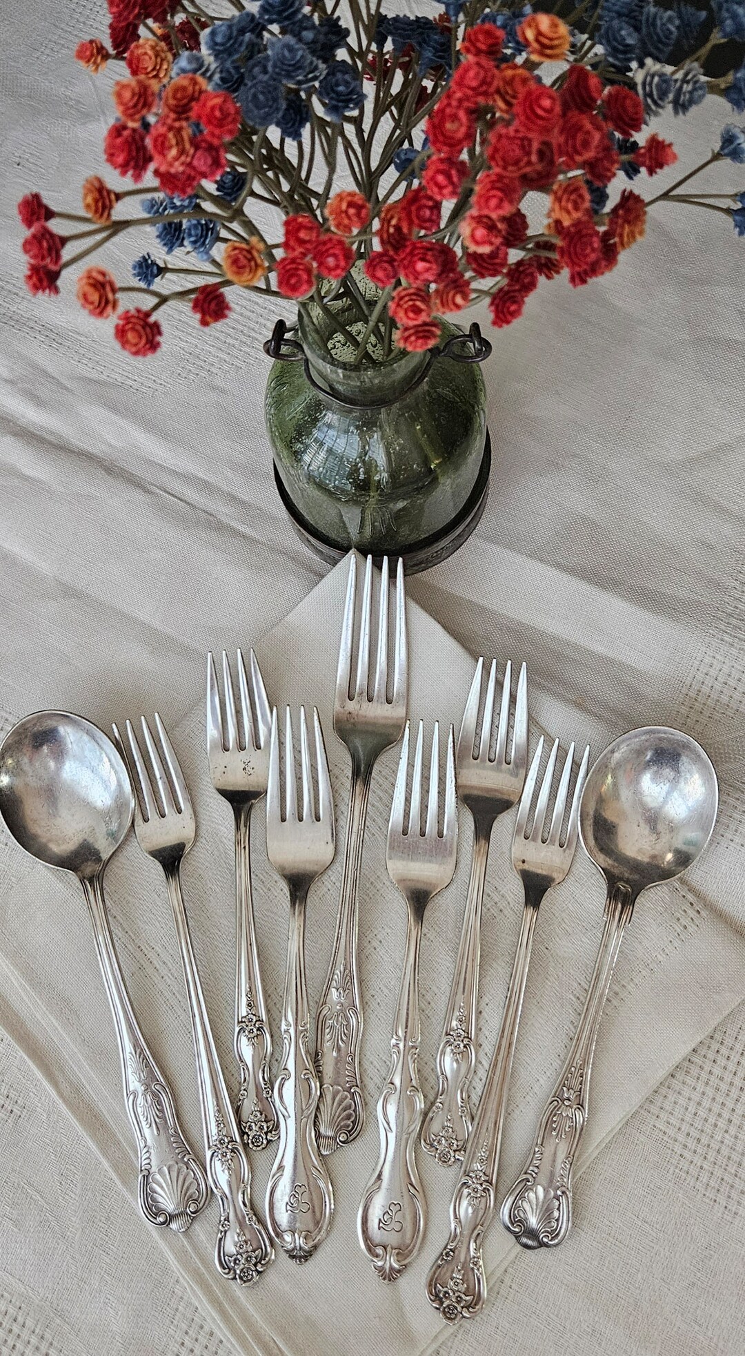 Nostalgic Antique Vintage Heirloom Silverware. Set #3, Lot of 9 Int'l ...