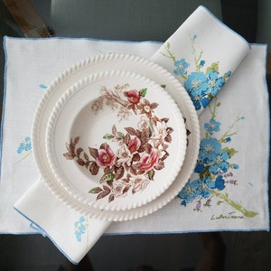 GORGEOUS Set 4 Vintage Luther Travis Belgian LINEN Placemats, White ...