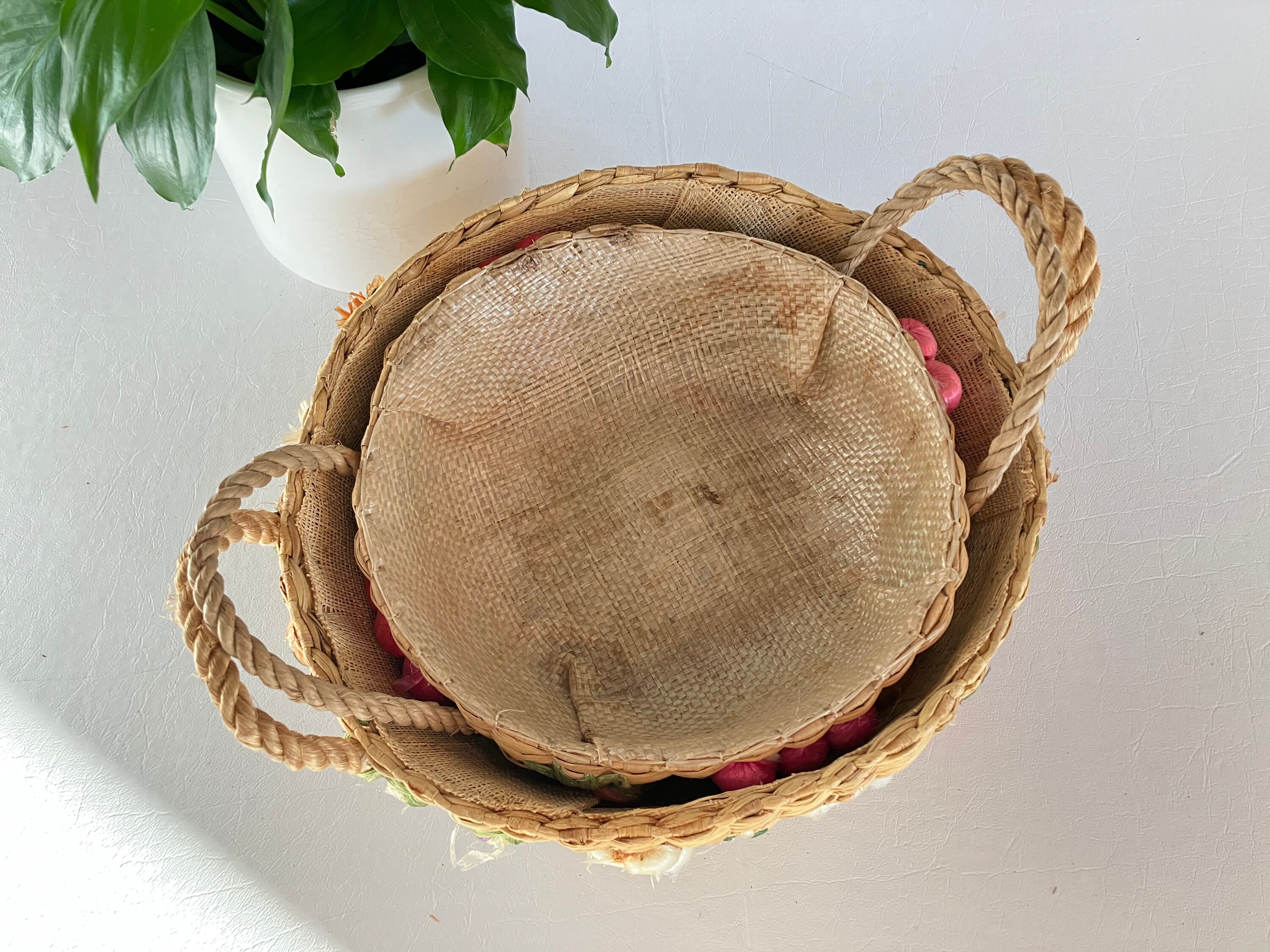 Woven Colorful Straw Serving Baskets Decor Fruits & Vegetables - Etsy