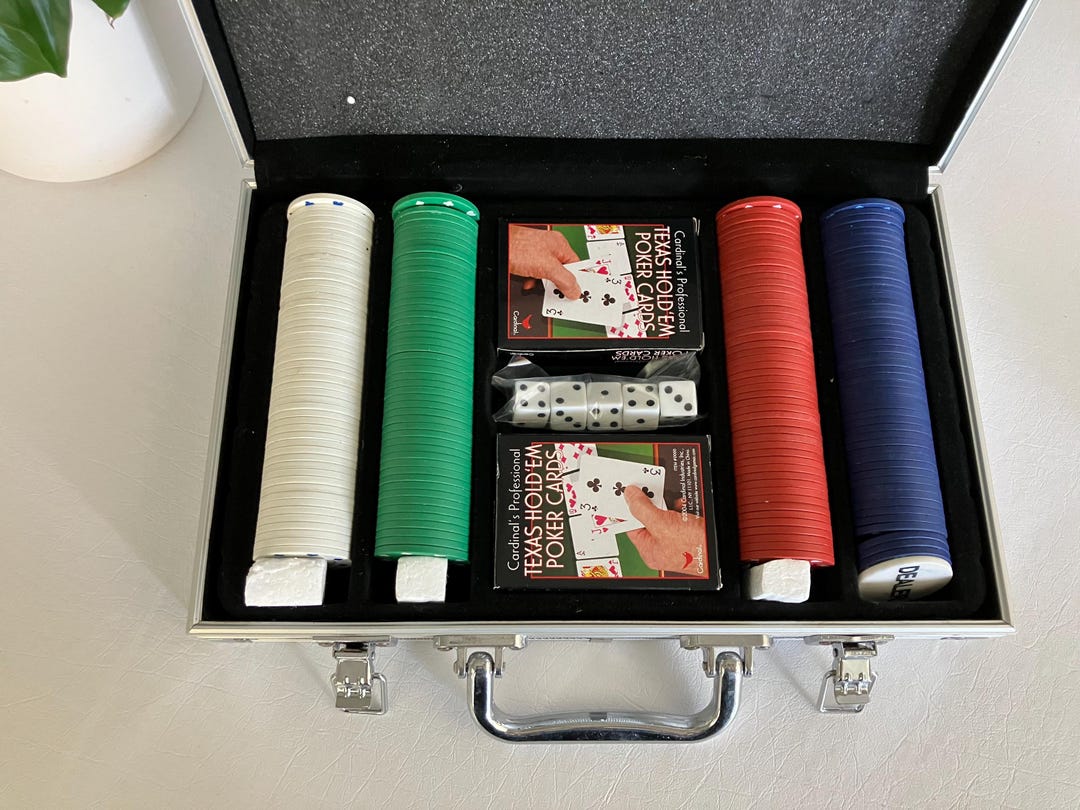 Premium Poker Chips Set Case With Cards Dice NEW - Etsy