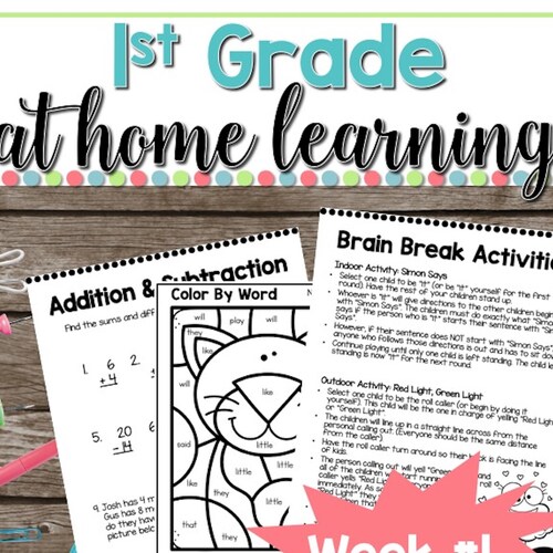 1st Grade at Home Learning Activities Week 1 - Etsy
