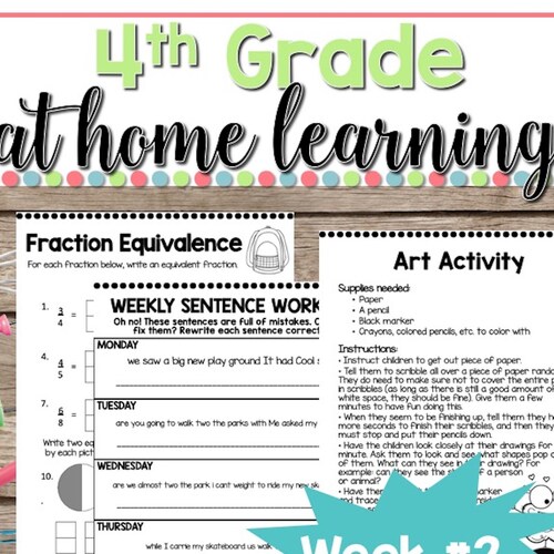4th Grade at Home Learning Activities Bundle - Etsy