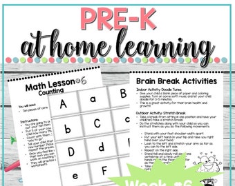 Pre-k at Home Learning Activities Week 1 - Etsy