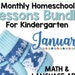 January Homeschool Lessons Kindergarten Math & Language Arts - Etsy