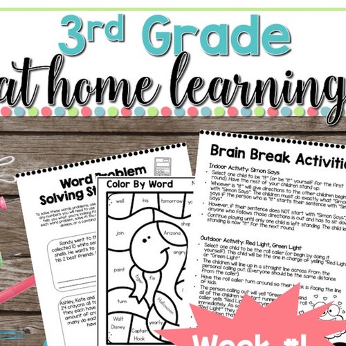 3rd Grade at Home Learning Activities Week 2 - Etsy