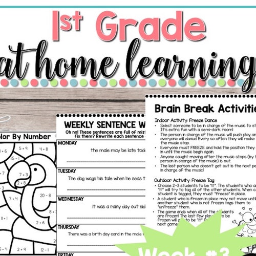1st Grade at Home Learning Activities Bundle - Etsy