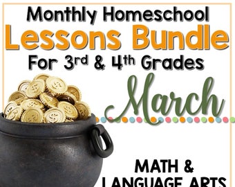 April Homeschool Lessons for 3rd and 4th Grade Math & Language | Etsy