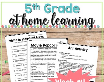 5th Grade at Home Learning Activities Week 8 | Etsy