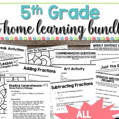 4th Grade at Home Learning Activities Bundle - Etsy